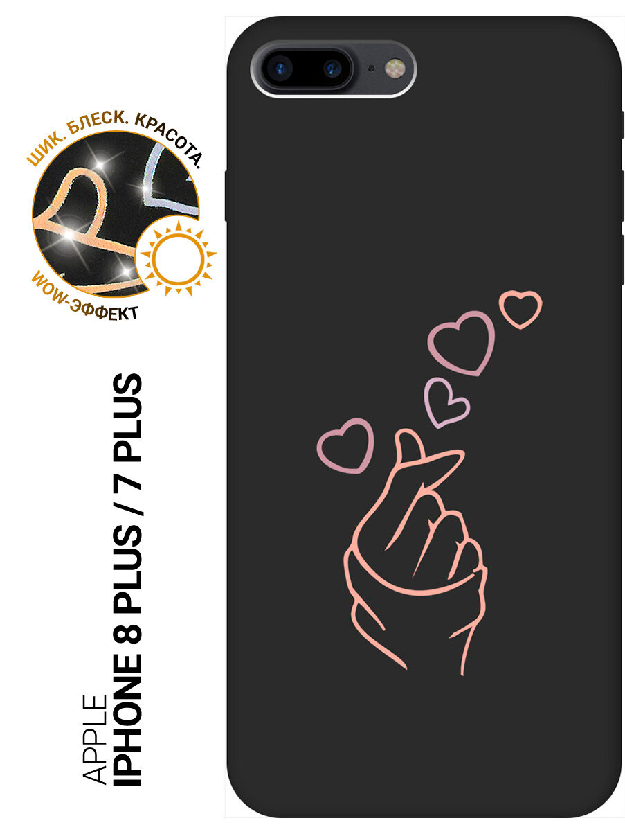Силиконовый чехол на Apple iPhone 8 Plus / 7 Plus / Эпл Айфон 7 Плюс / 8 Плюс с рисунком "K-Heart" Soft Touch черный