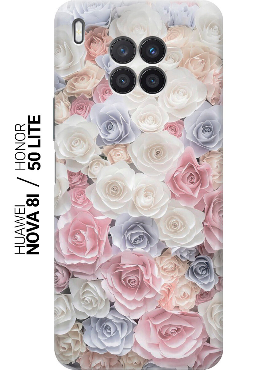 Силиконовый чехол на Honor 50 Lite, Huawei Nova 8i, Хонор 50 Лайт, Хуавей Нова 8и с принтом "Пастельные розы"
