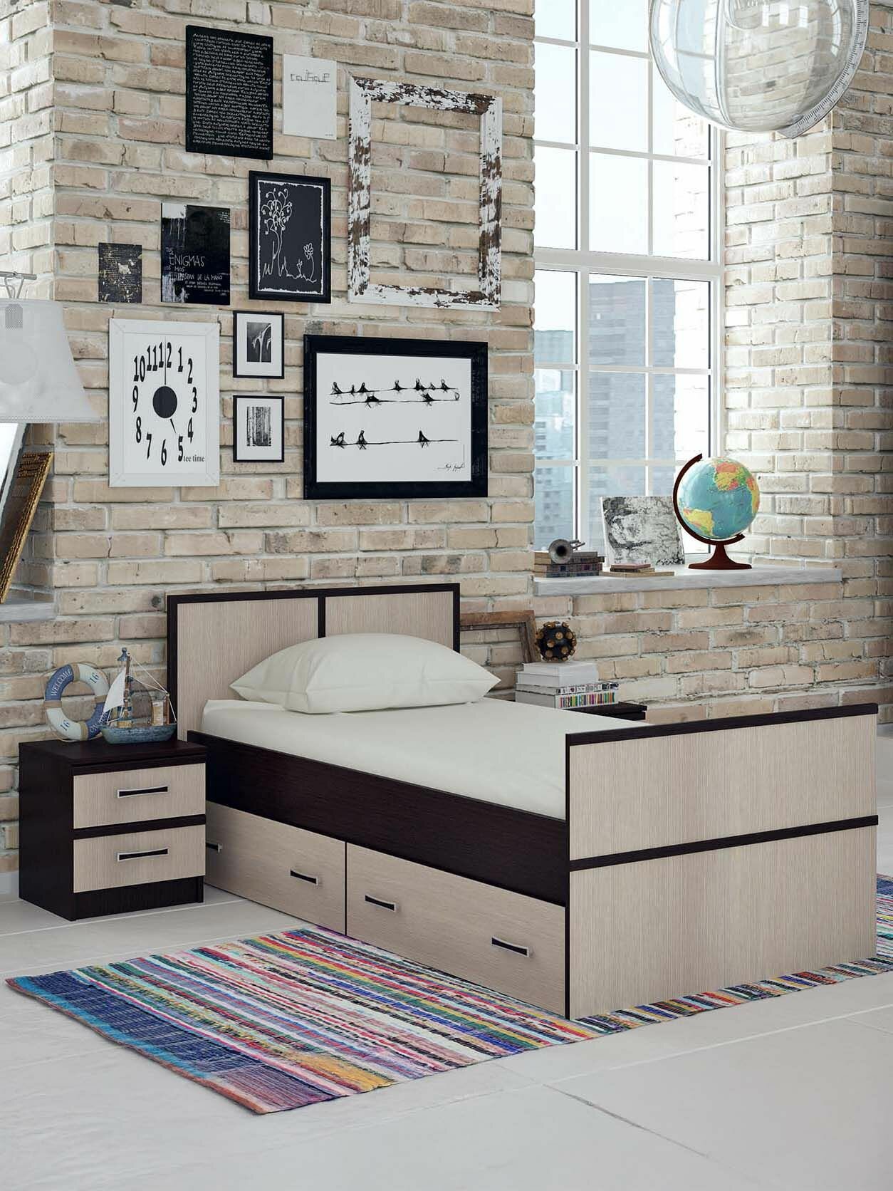 ARNIKA Кровать односпальная 90х200 см Сакура LIGHT, основание ДСП, венге, лоредо