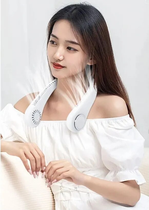 Портативный вентилятор Usb светодиодный цифровой дисплей, перезаряжаемый электрический вентилятор, персональный подвесной портативный спортивный мини-вентилятор на шею, белый