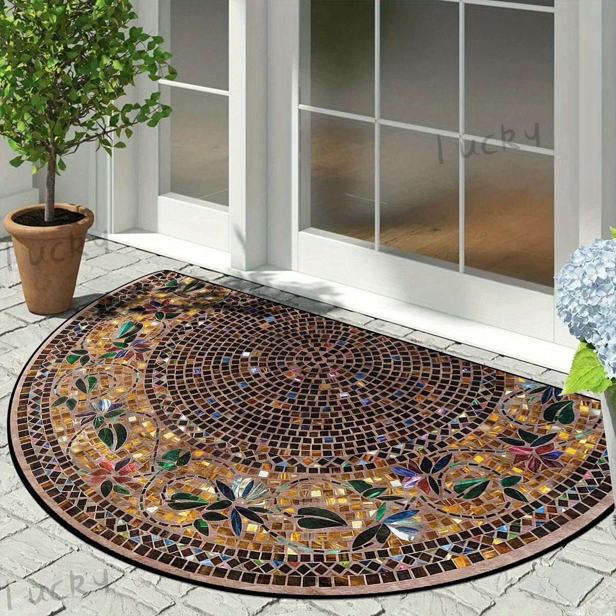 Полукруглый коврик для прихожей crystal velvet, устойчивый к загрязнениям, износу и простой в уходе, 50 * 80 см Приятный для кожи и удобный