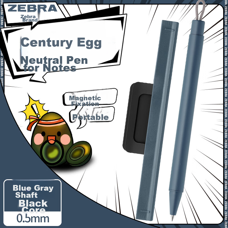 ZEBRA Pitan Series Retractable Gel Pen 0.5mm, Signature Pen for Study, Office And Business Use (Compatible with JK-0.5 Refill), P-JJ115, Blue-Gray Barrel with Black Ink