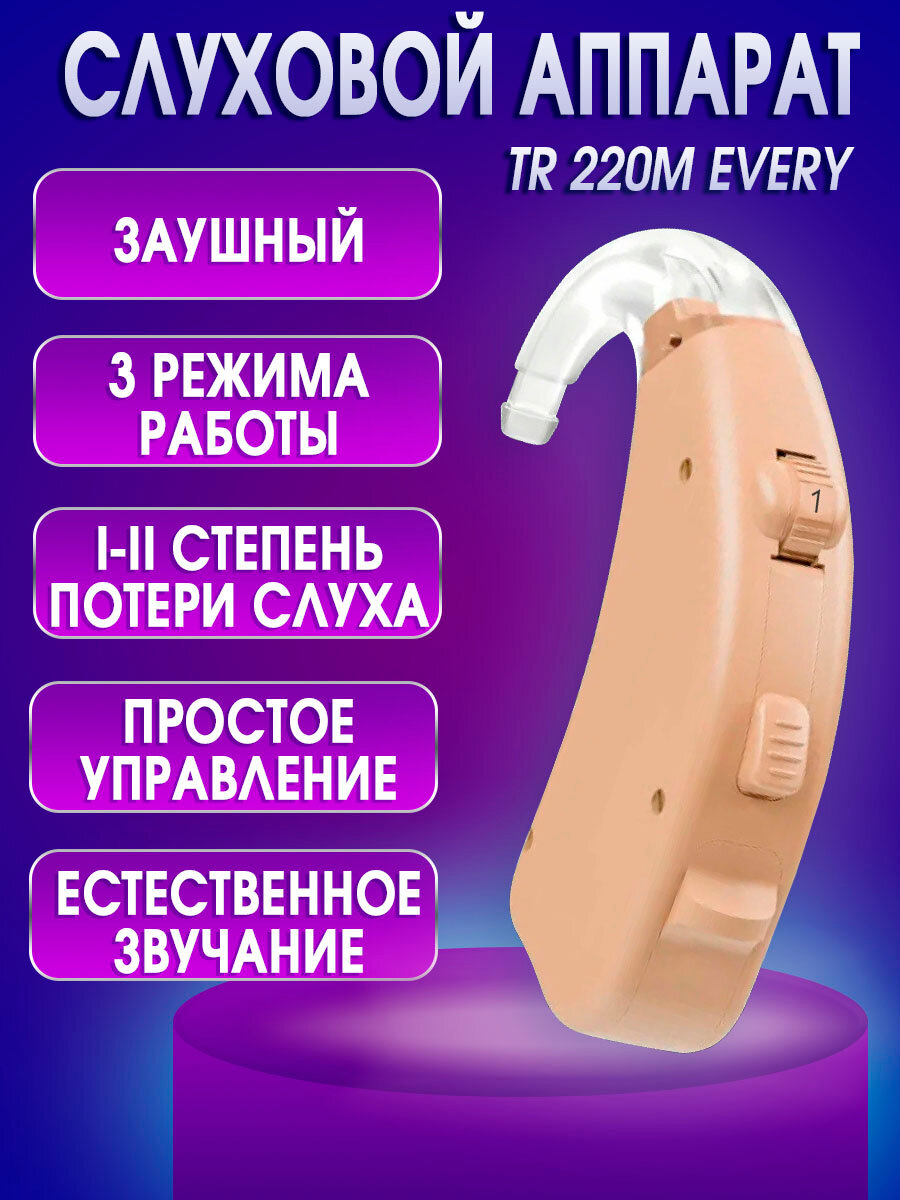 Заушный слуховой аппарат TR 220M EVERY AURICA для пожилых для I-II степени потери слуха