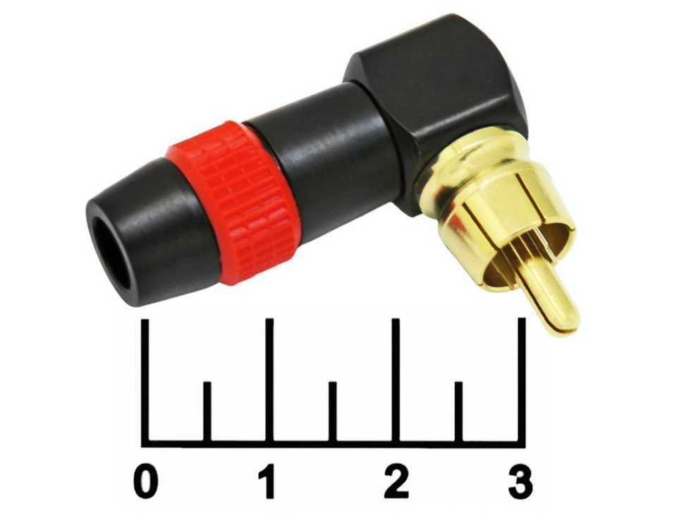 Разъем RCA штекер gold металл под пайку угол красный