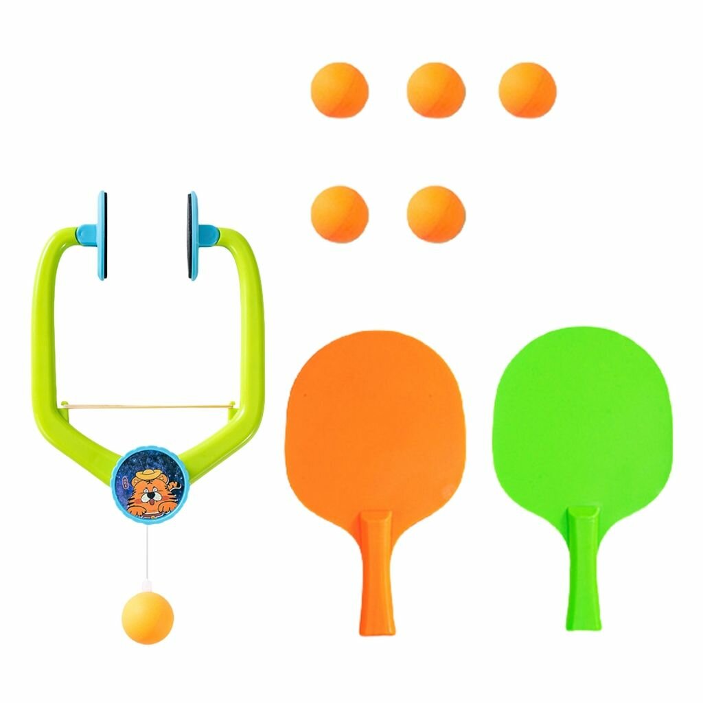 Уличные игрушки, Тренажер для настольного тенниса с родительским взаимодействием - главный блок, 2 ракетки и 6 мячей, комплект