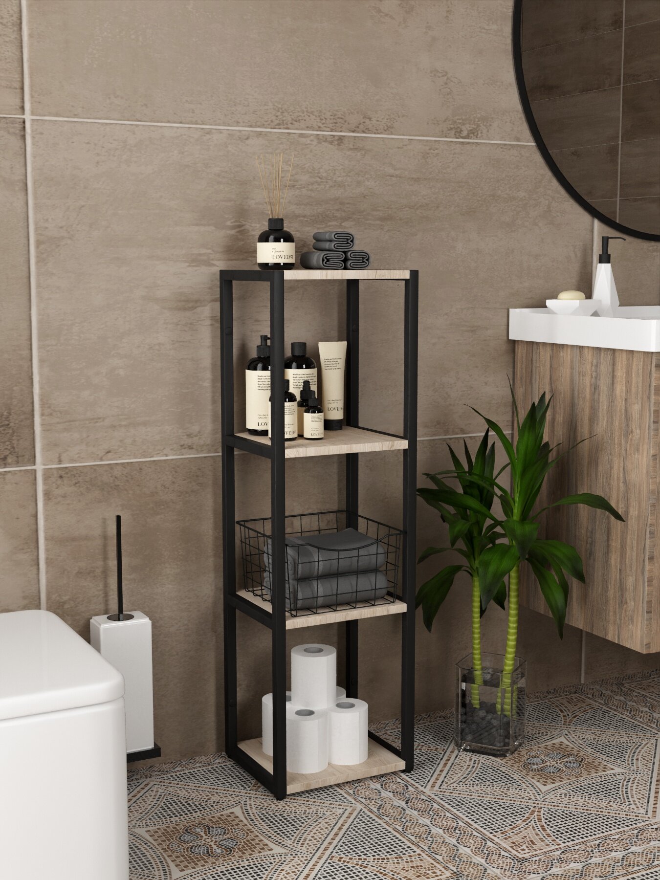 Полка IamLoft "Лофт", ЛДСП/металл, дуб молочный, нагрузка до 80кг — фото 1