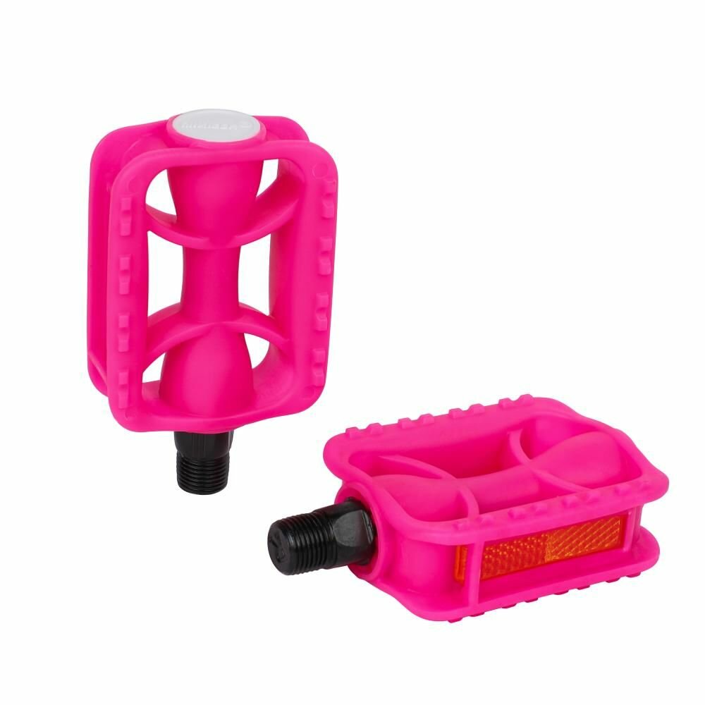 Педали детские MIXIEER KIDS MX полипропиленовый корпус, без подшипников, ось 4S, с рефлектором, 90х54мм 1 пара. Резьба 9/16 дюйма PINK