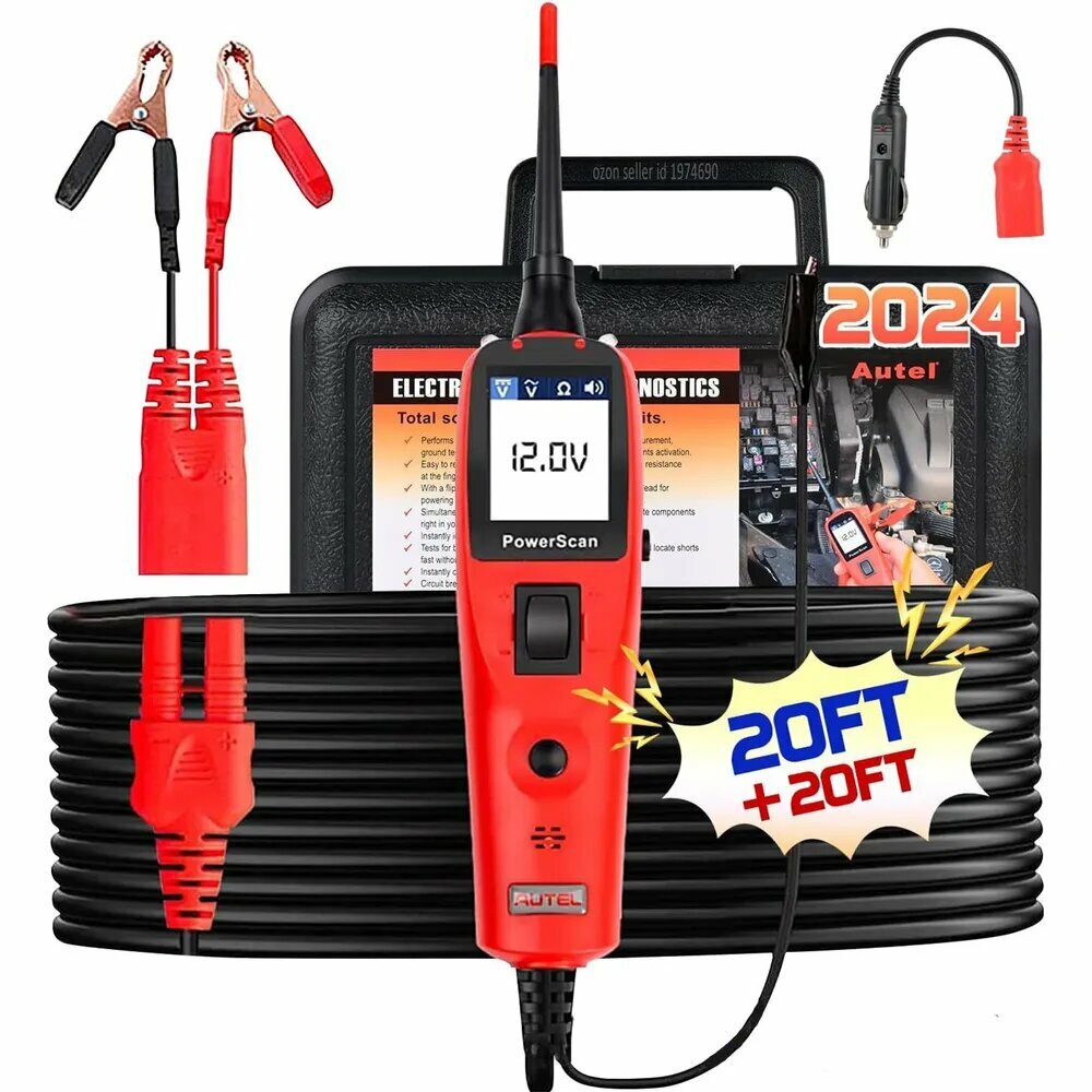 Тестер Autel PowerScan PS100 для диагностики электрики, ЖК-дисплей, 20ft кабель, черный