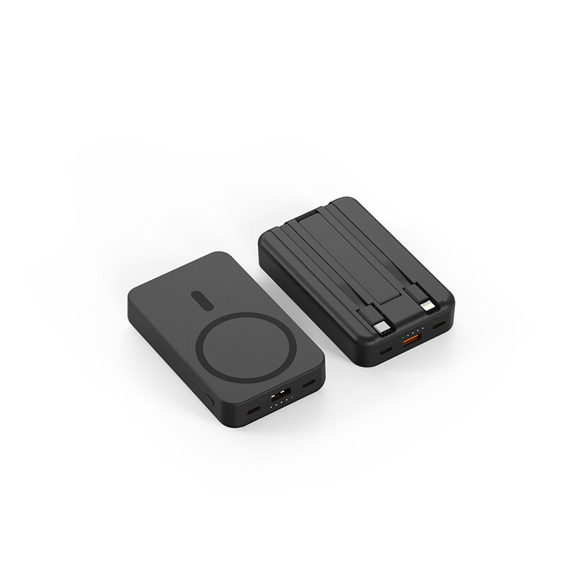 ⭐Кросс-бордерный магнитный беспроводной Power Bank с сертификацией 3C, 20000 мАч, со встроенным кабелем, 22.5W быстрая зарядка, портативный мобильный источник питания⭐