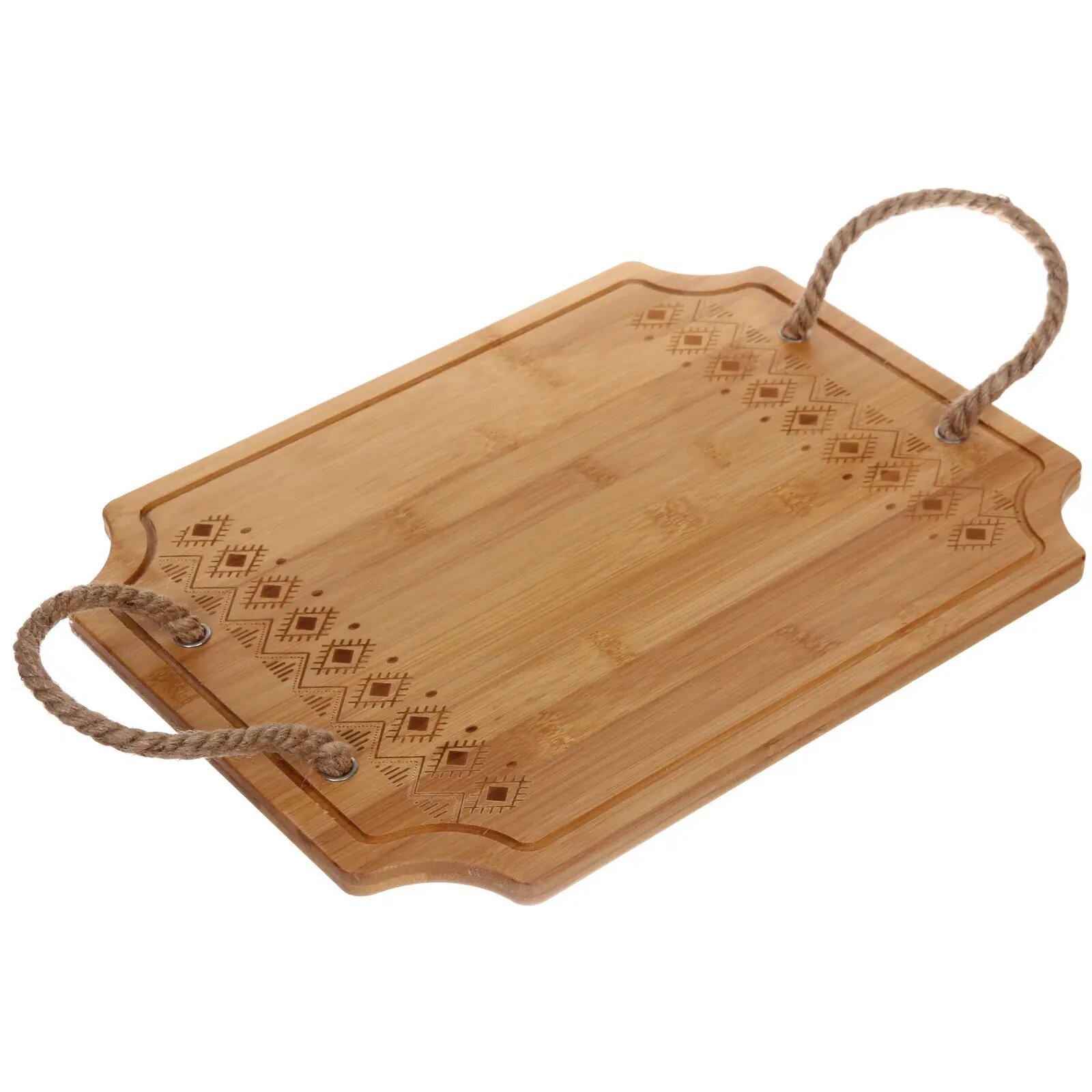Доска бамбуковая для подачи «SHEF», 38х29см, с ручками, узор