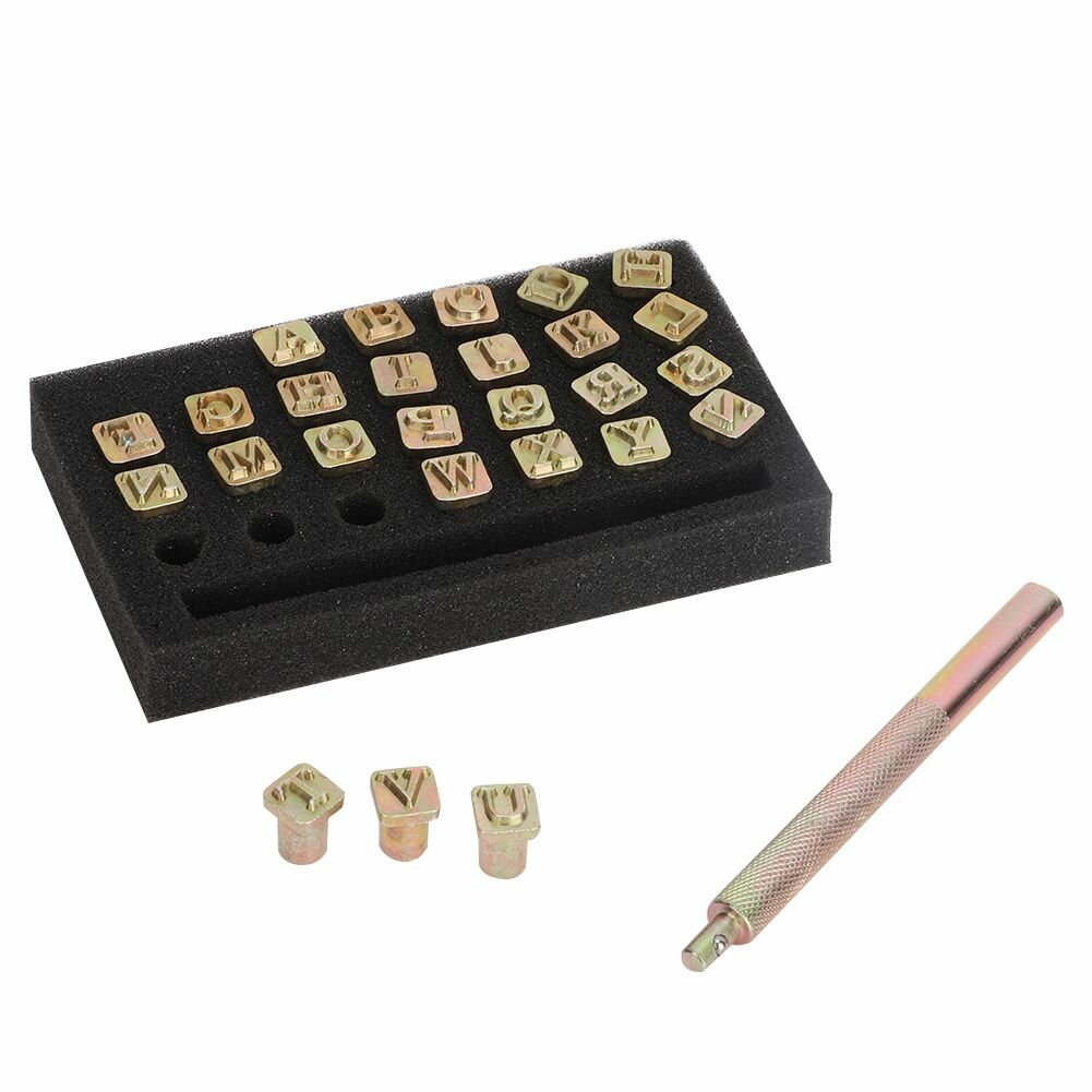 Набор штампов для кожи 6 мм, буквы заглавные, металлические, для рукоделия