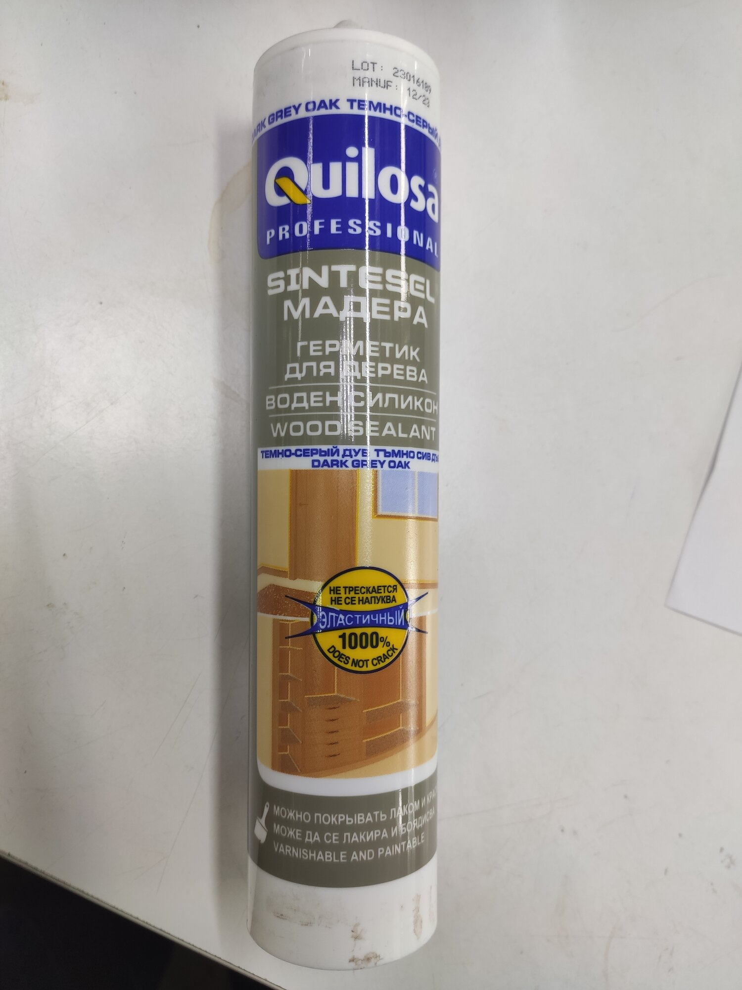Герметик Quilosa "Sintesel", для дерева, цвет "темно-серый дуб", 280мл