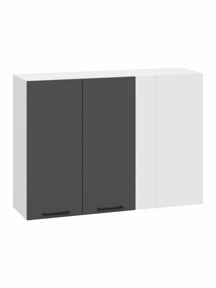 Кухонный модуль навесной, шкаф угловой Урбан с полками, с доводчиками, 100х29.6х72 см, Белый / Графит серый