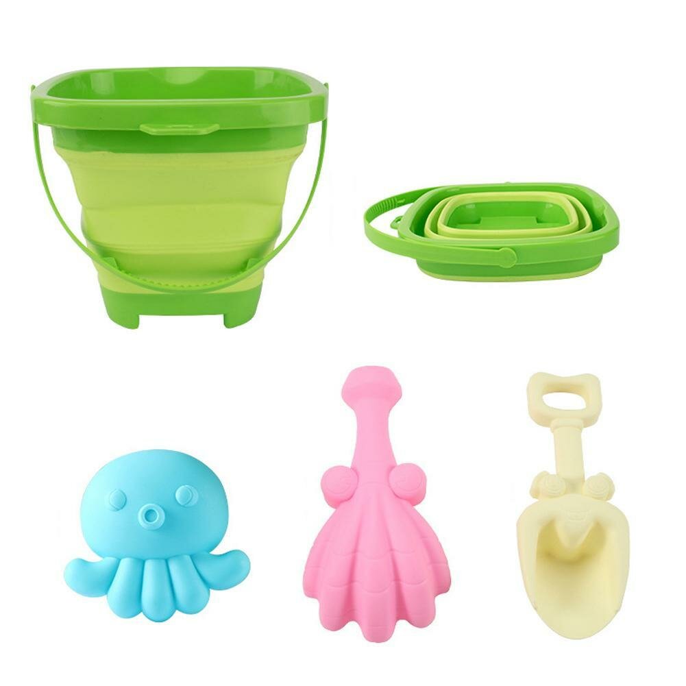 Детский складной ведерко для песка с комплектом игрушек на пляж