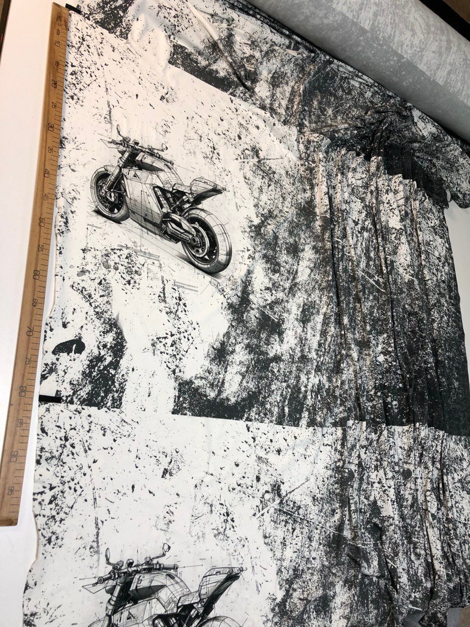 Ткань трикотажная купон 80см кулирка/ мотоцикл