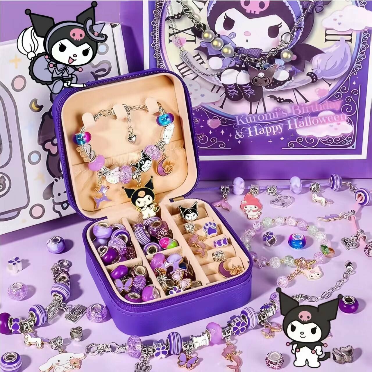 Набор для создания украшений в шкатулке, подарочный Kuromi/Hello Kitty