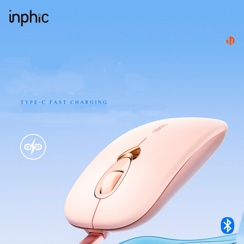 Беспроводная мышь INPHIC Q8, Bluetooth, бесшумная, розовый
