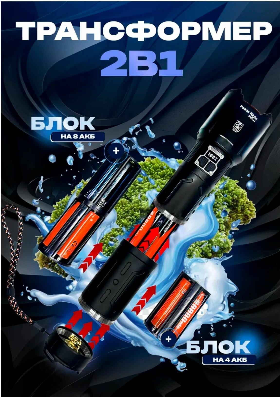 Мощный поисковый светодиодный фонарь