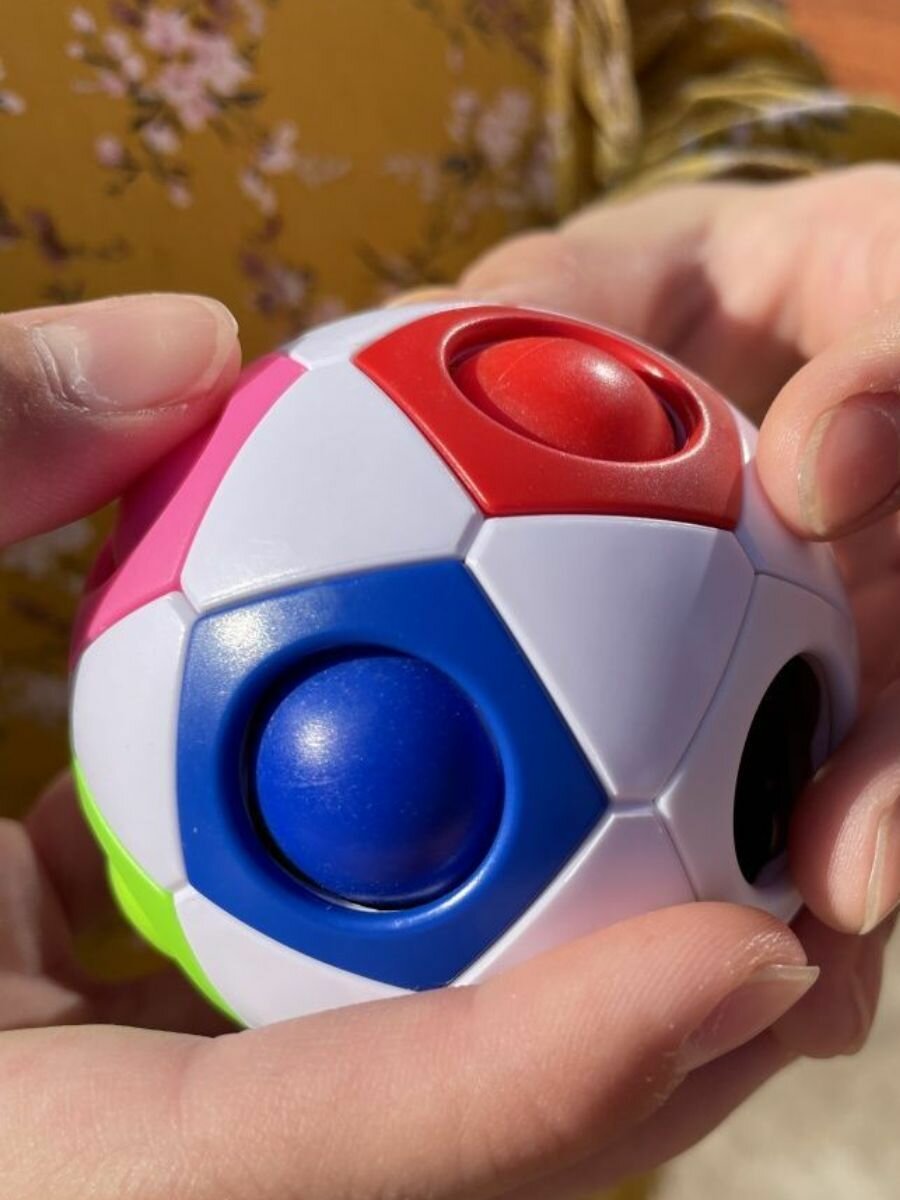 Головоломка шар орбо в радужных цветах, развивающая детская игра-пятнашки для детей от 3 лет логопедическая игрушка для мелкой моторики и антистресс в дороге