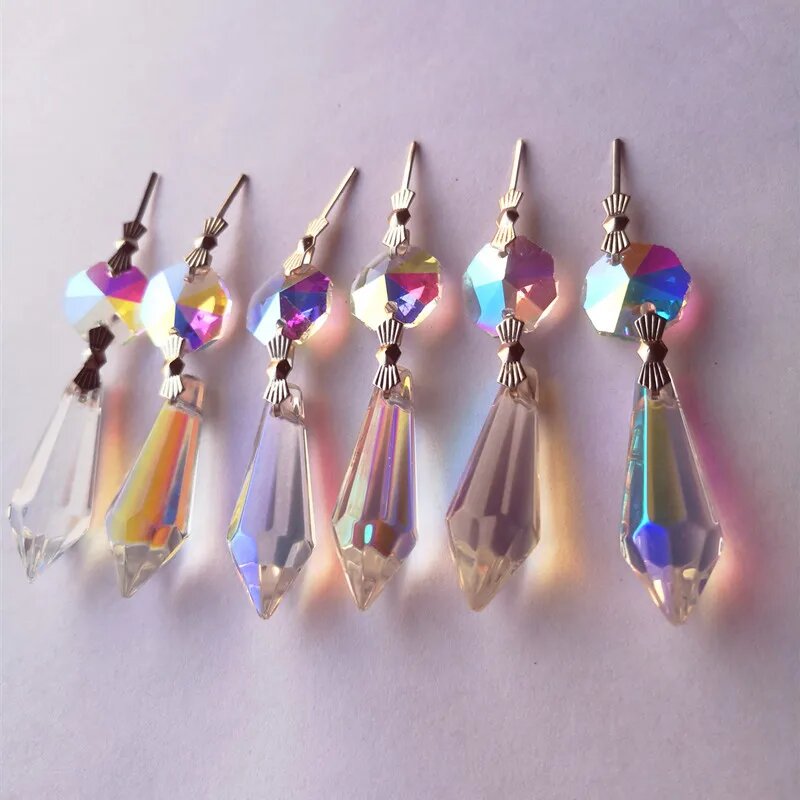 Хрустальные призмы 36 мм с бантом, 6 шт. Красный