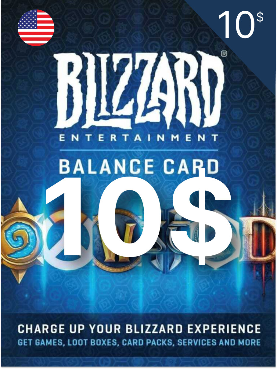 Пополнение счета Blizzard (Battle NET) на 10 USD ($) Америка / Код активации доллары / Подарочная карта Близзард (Батл Нет)