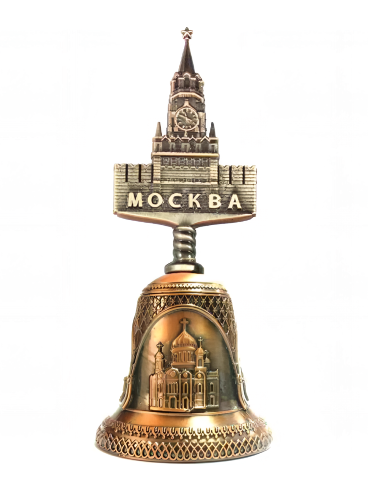 Колокольчик с навершием в виде Спасской башни медного цвета (11,5 см)