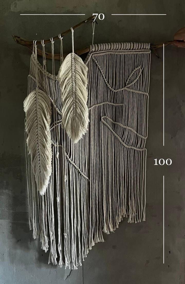 Декоративное панно макраме на стену в стиле бохо джапанди 70х100