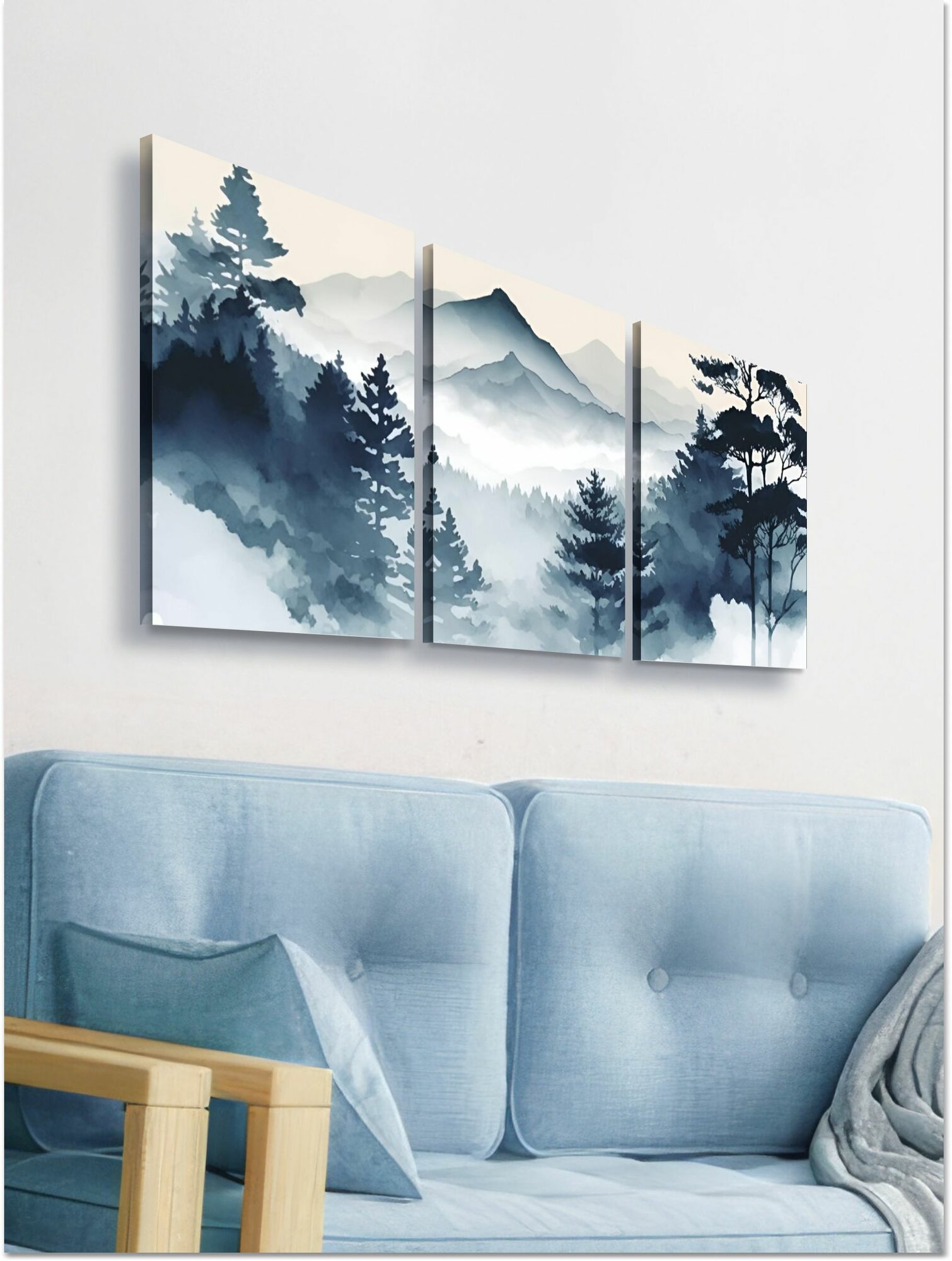 Картина Зимняя тундра модульная 50x70см 3шт.