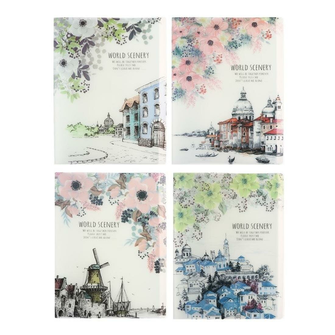 Папка Calligrata формат А4, с 60 прозрачными файлами "Город", цвет микс