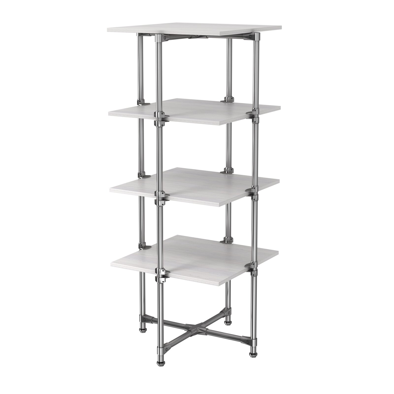 Хромированный стенд Прогресс №2-4 (с полками ДСП 16мм), Ясень Анкор светлый