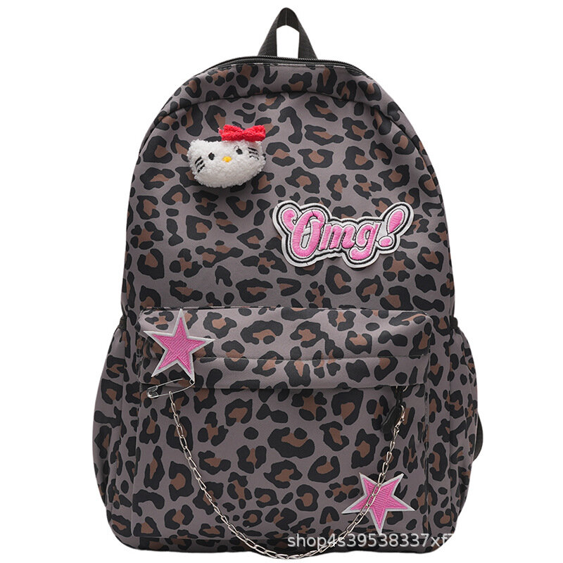 Рюкзак "Милый леопард", для девочек, 43x30x14 см, черный