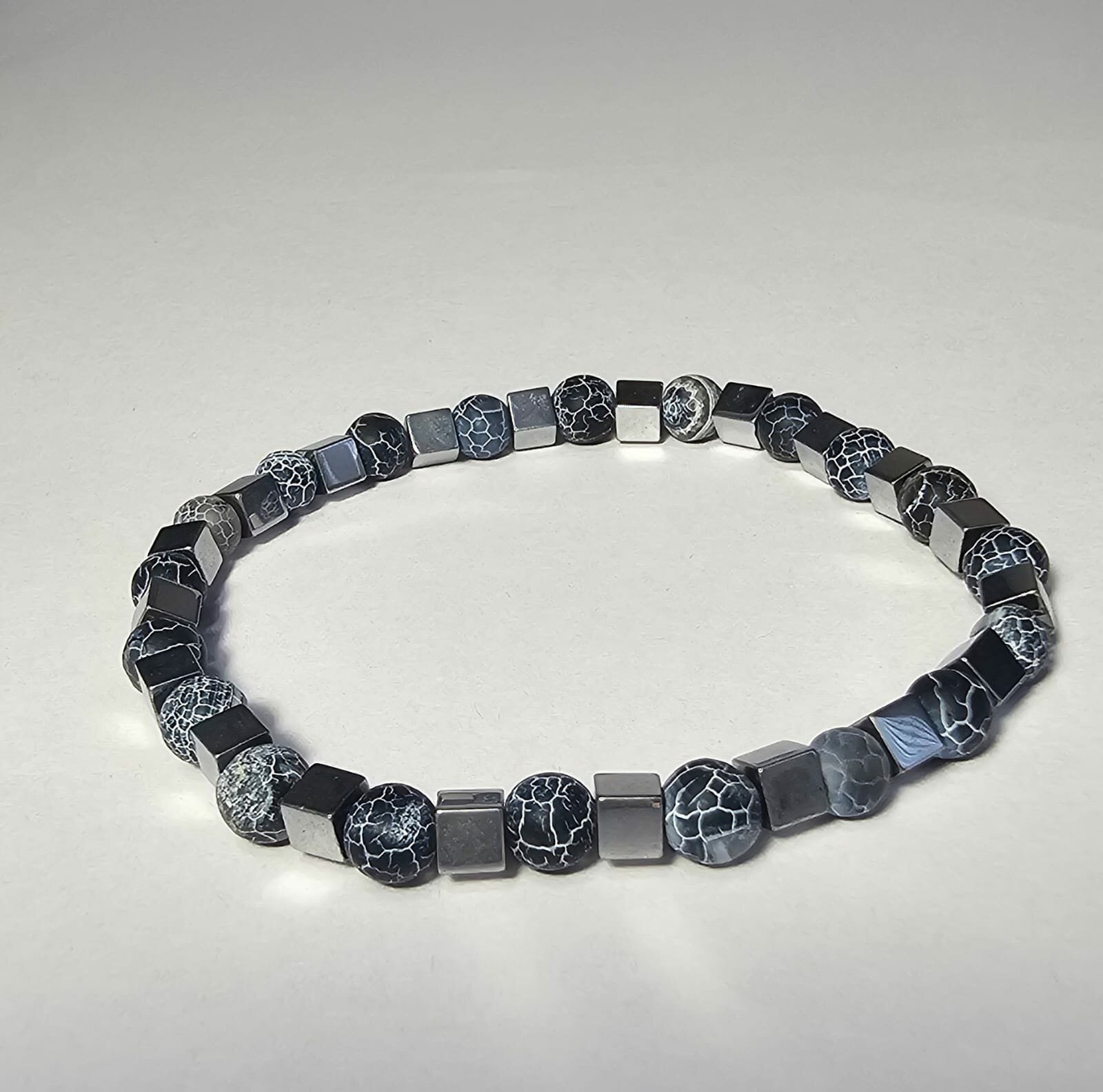 Браслет-нить, агат, гематит