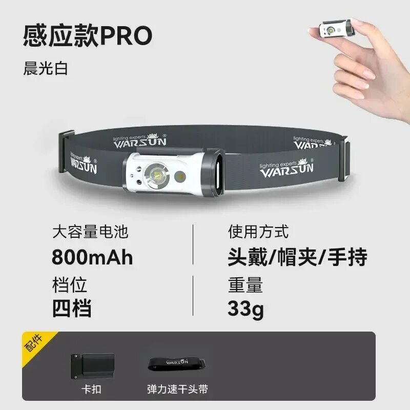 MIJIA Водонепроницаемый светодиодный фонарь-прищепка на голову с датчиком Inductive Pro