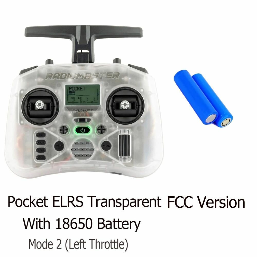Аппаратура управления Радиопередатчик Radiomaster Pocket ELRS FCC Версия Левый дроссель , Содержит 18650 батареек