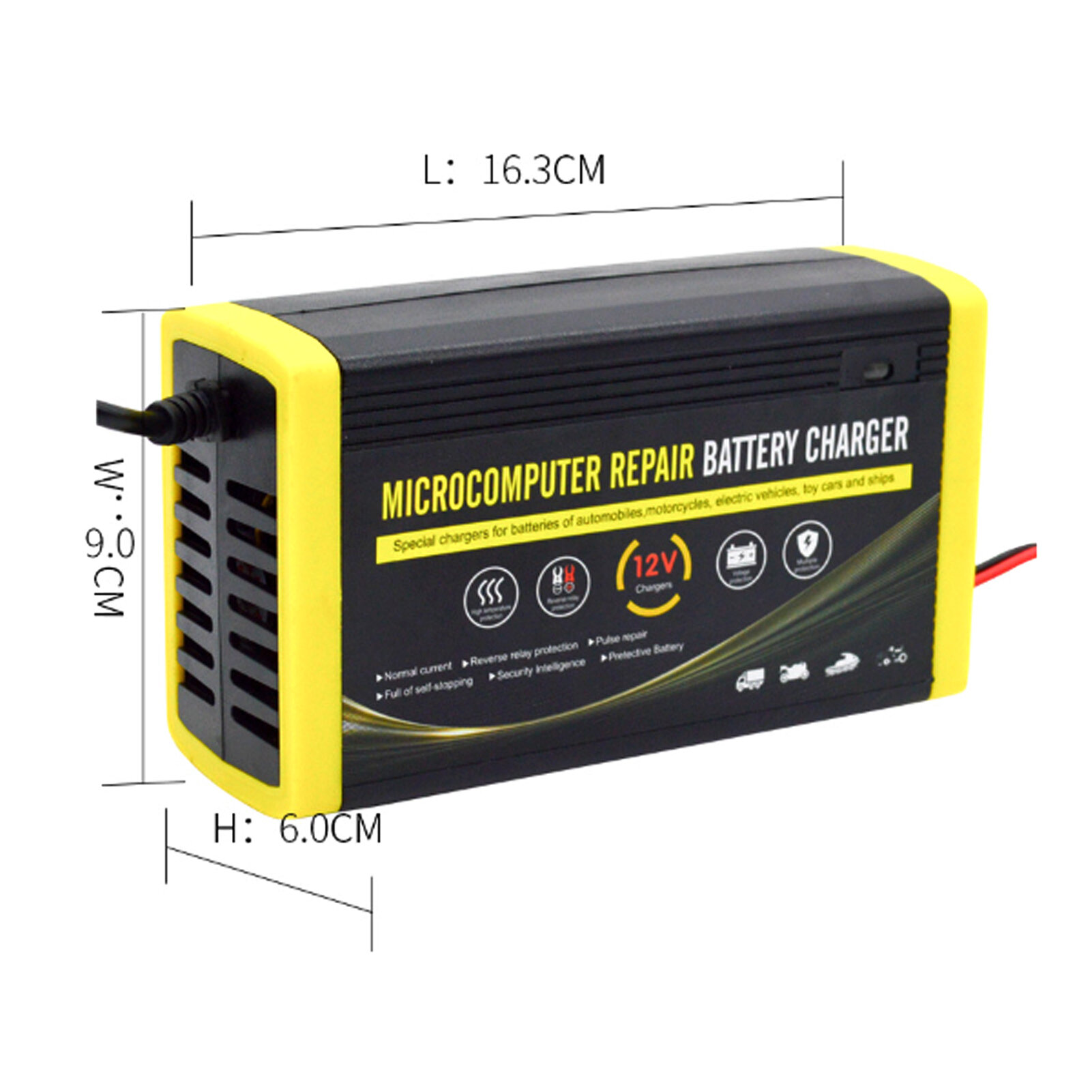Зарядное устройство для автомобильного аккумулятора, 12В 6А, интеллектуальное восстанавливающее зарядное устройство для мотоциклов, легковых автомобилей, внедорожников, сухих, жидкостных и свинцово-ки