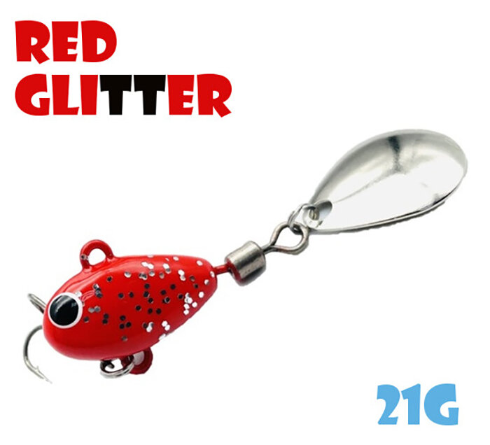 Блесна Тейл-Спиннер для рыбалки Uf-Studio Hurricane 21g #Red Glitter