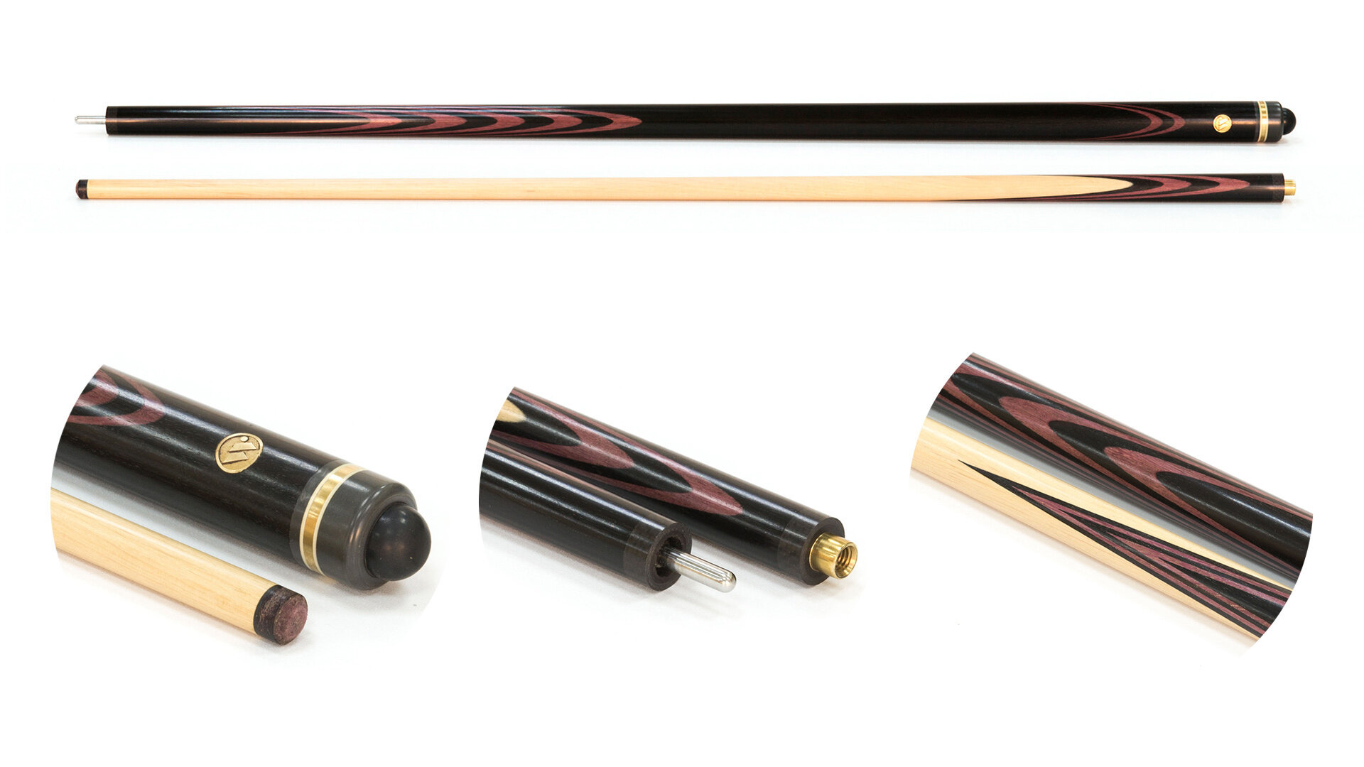 Кий для пирамиды 2-pc "Классика" (черный граб, амарант) 13 запилов