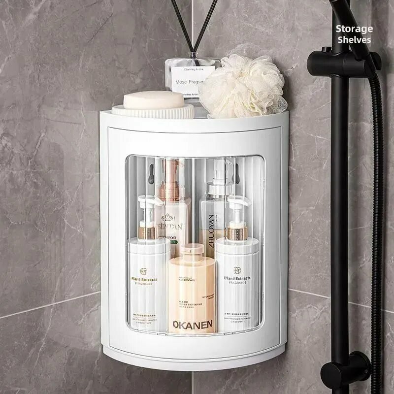 Шкаф для ванной "Поворотная полка", ABS+биопластик, белый, настенный