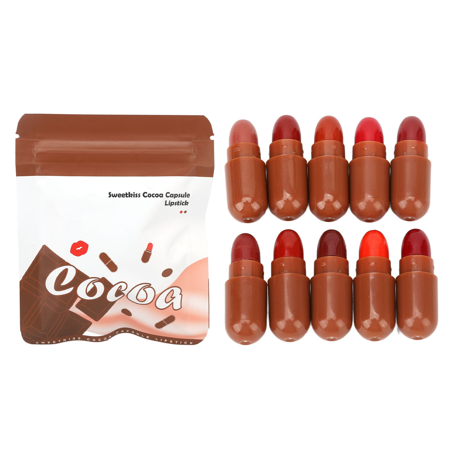 10 цветов Мини-капсулы для макияжа Помада в таблетках Набор увлажняющих водостойких стойких матовых помад