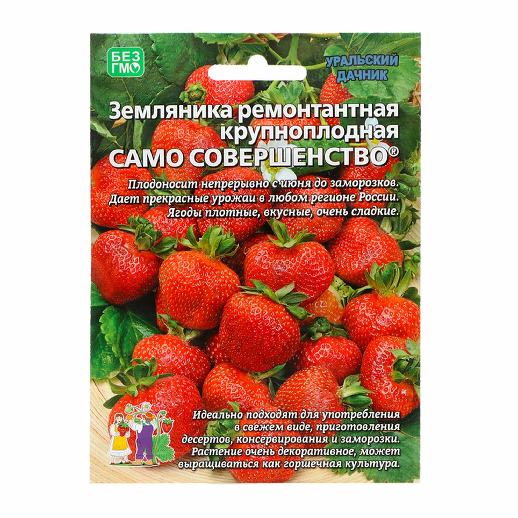 Семена земляники Уральский дачник "Само совершенство", ремонтантная, ранняя, 10шт