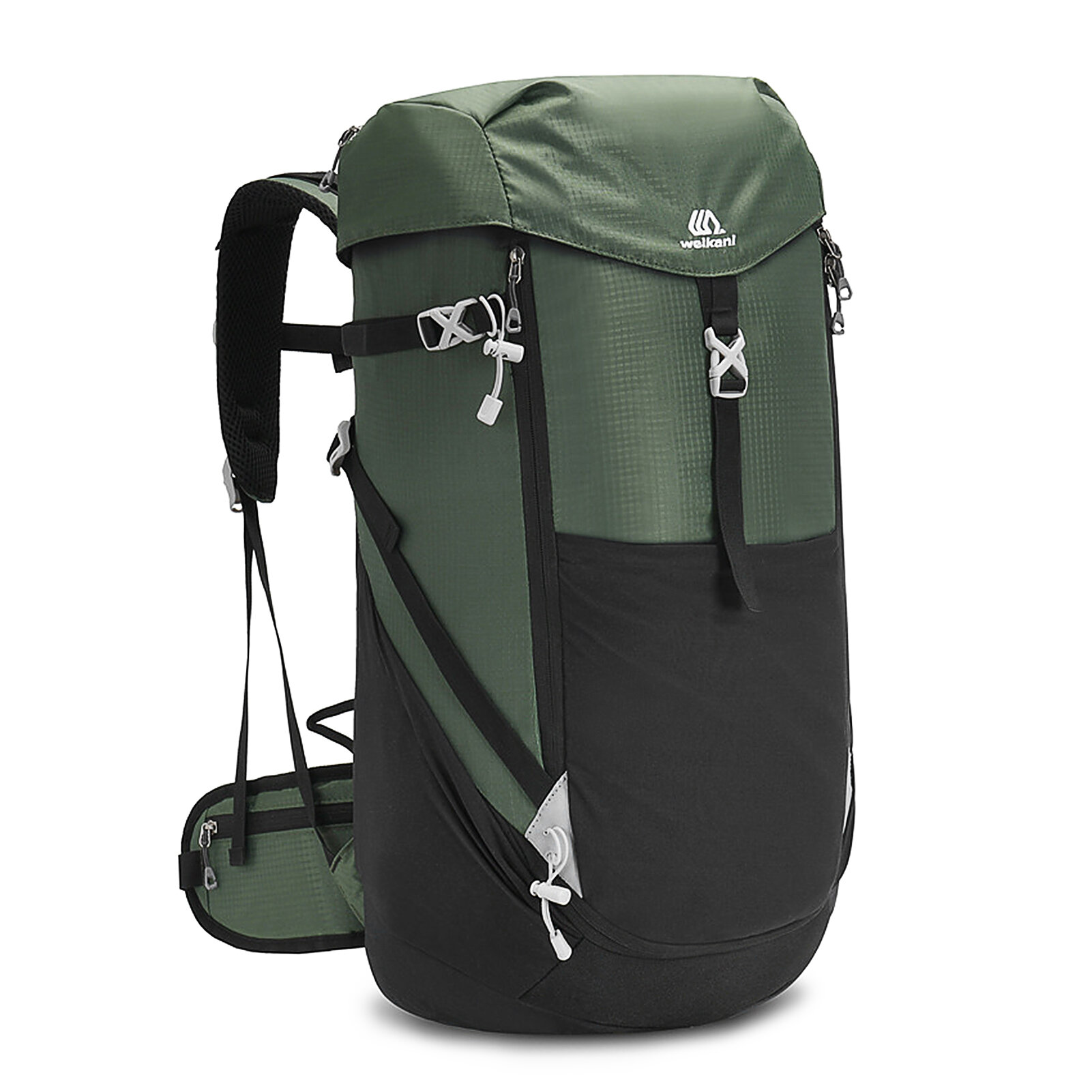 50L Рюкзак для альпинизма Водонепроницаемый Рюкзак для бега на открытом воздухе Рюкзак для велосипеда Большой объем Рюкзак для езды Дыхающий Рюкзак для бега Путевой Рюкзак для дня Для езды на велосипеде Бега Горных походов Кемпинга Цвет: Зеленый / Черный