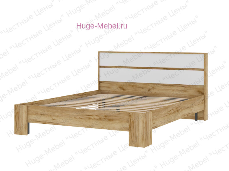 Кровать 160х200 "Хелен КР 03" белый+крафт Huge Mebel . Ширина 1670 Высота 2114. Кровати