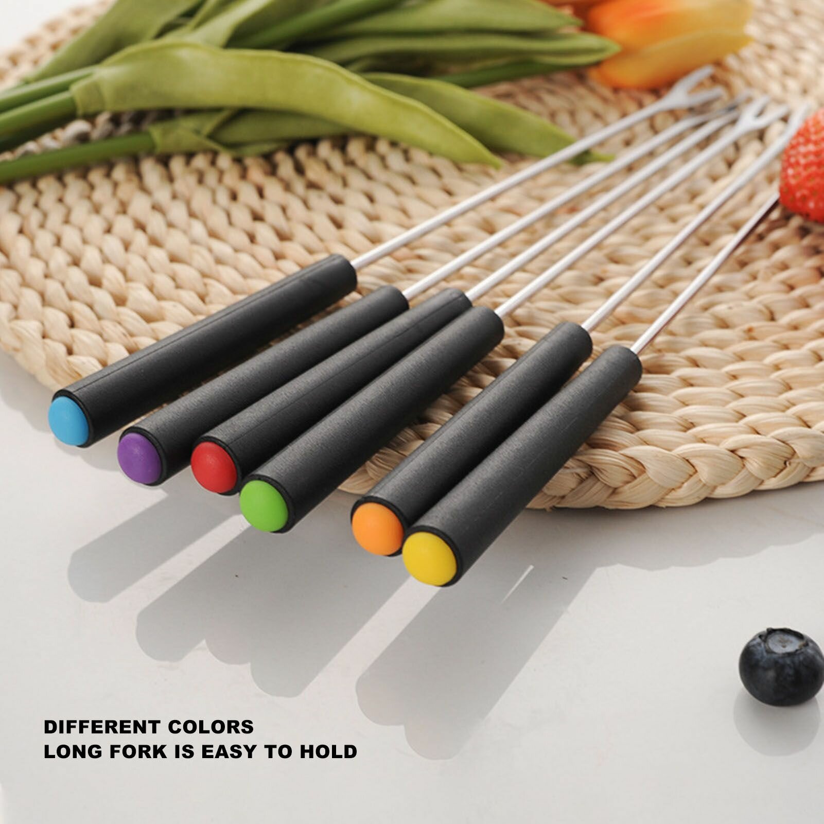 6 шт. вилок для фондю, нержавеющая сталь, длинные