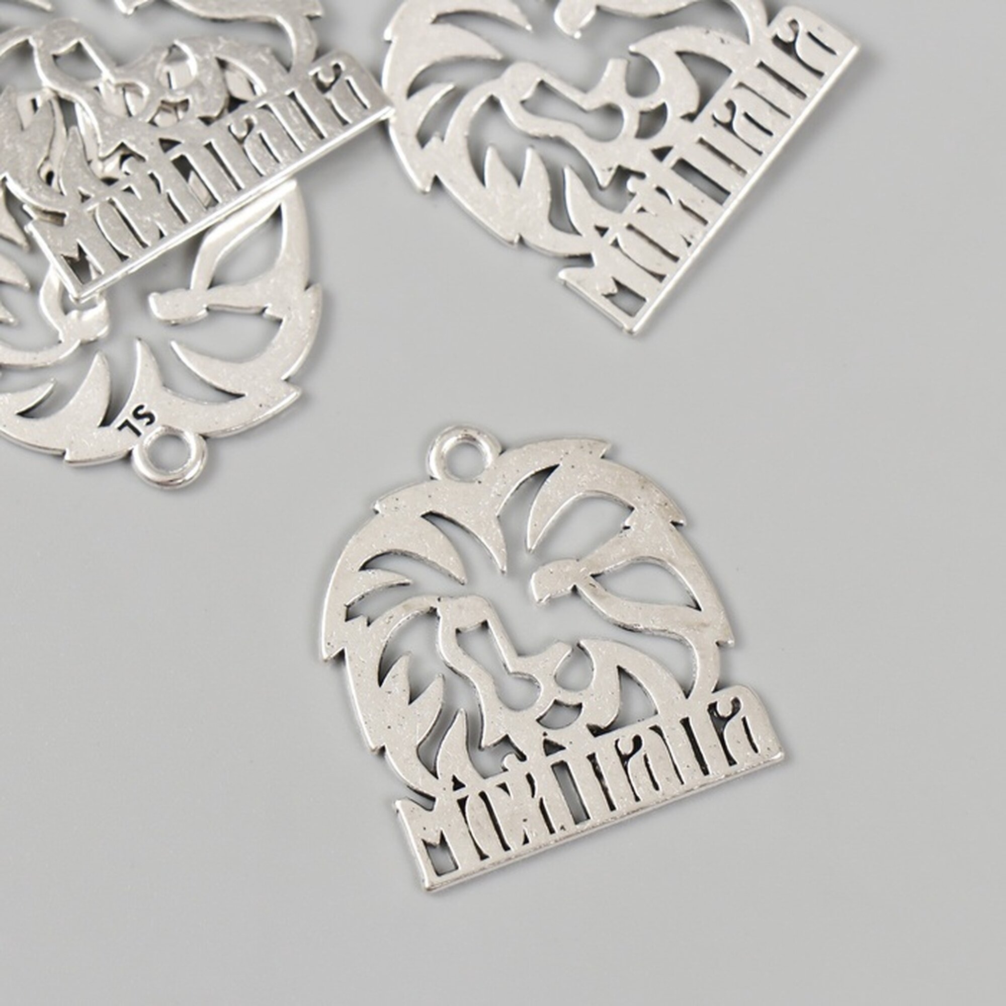 Металлический элемент, декоративная подвеска «Мой папа: Лев» набор 5 шт 2,5х2,6 см