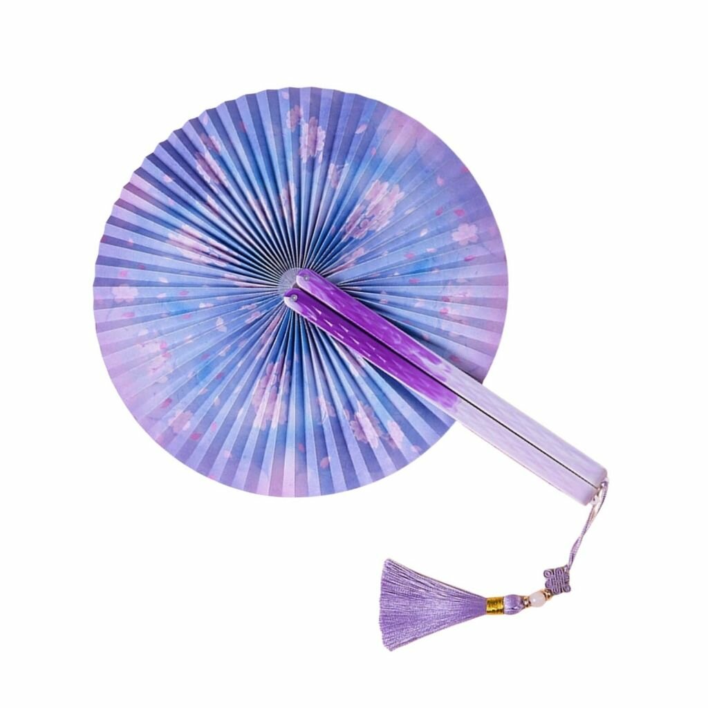 (1шт) Антикварный круглый складной веер- 02