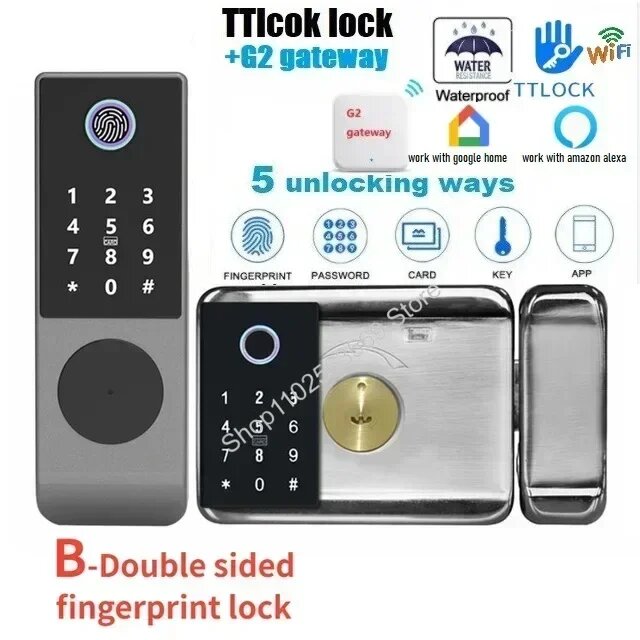 Электронный умный дверной замок TTLock с отпечатком пальца, B-ttlock G2 Hub