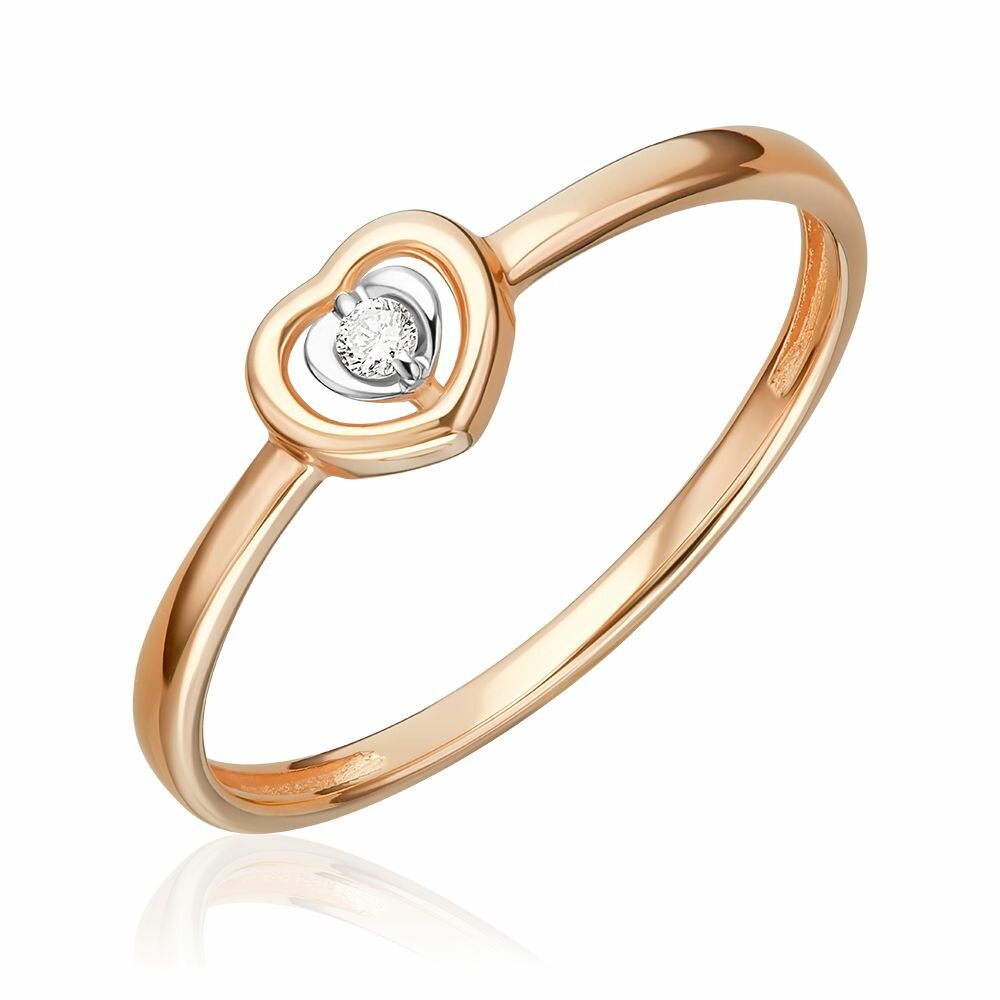 Кольцо помолвочное, красное золото, 585 проба, бриллиант