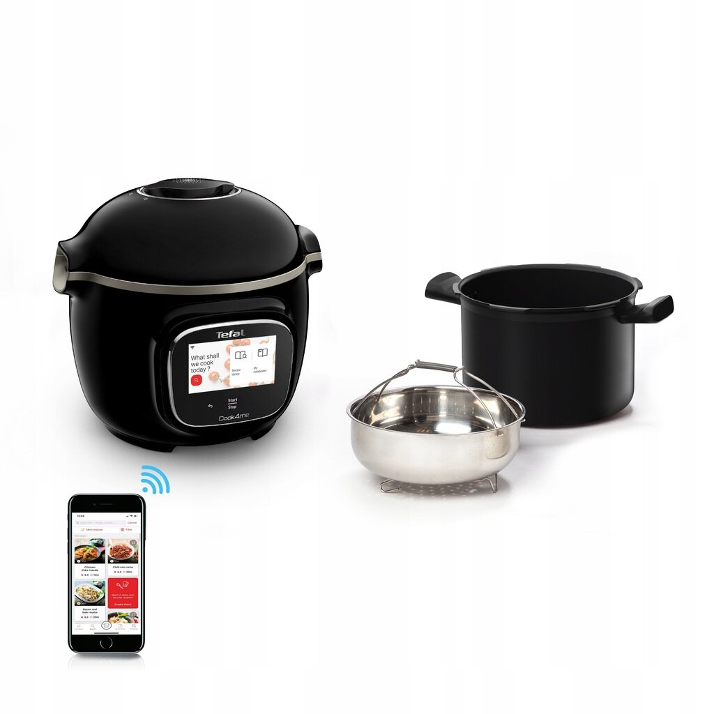 Мультиварка-скороварка Tefal Cook4me Touch CY912 6л WI-FI 13 функций черная