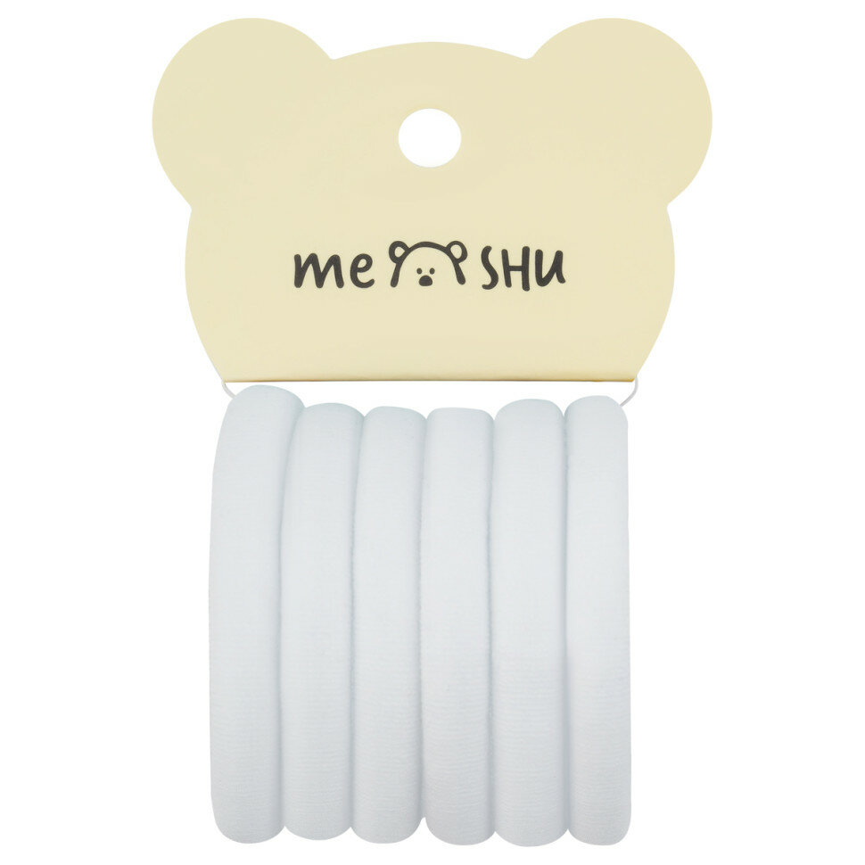 Резинки для волос MESHU "Essence thin", белые, 6шт, европодвес, 12 штук, 369179