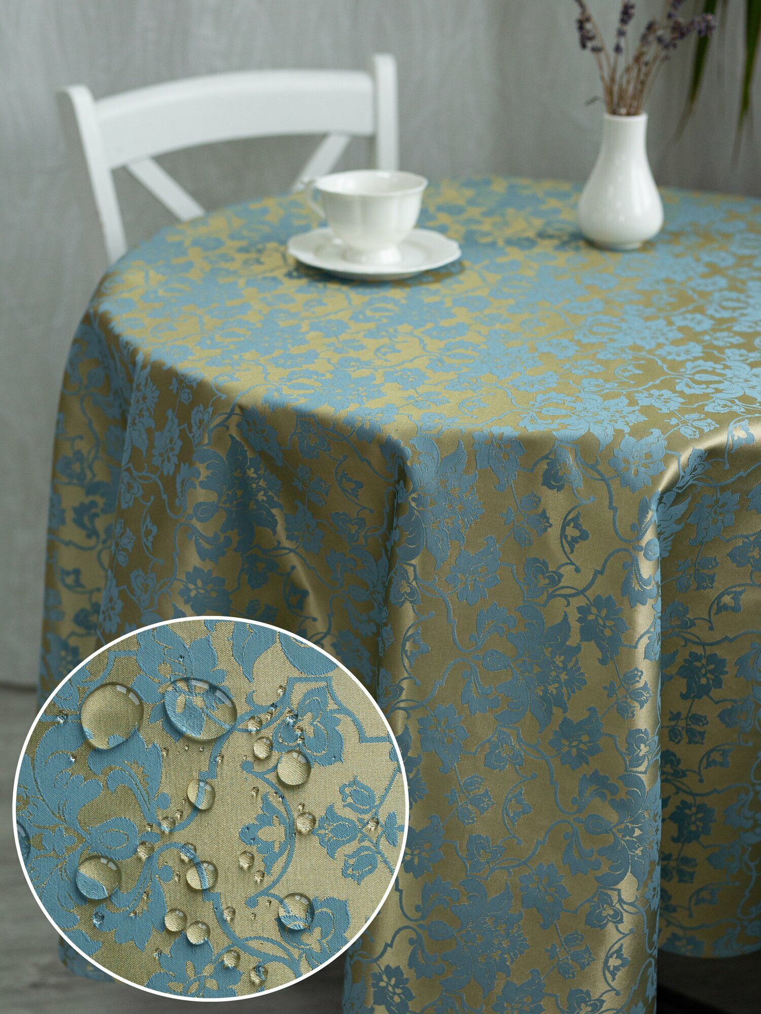 Скатерть моготекс размером 120х150см, овальная на стол праздничная новогодняя хлопок водоотталкивающая